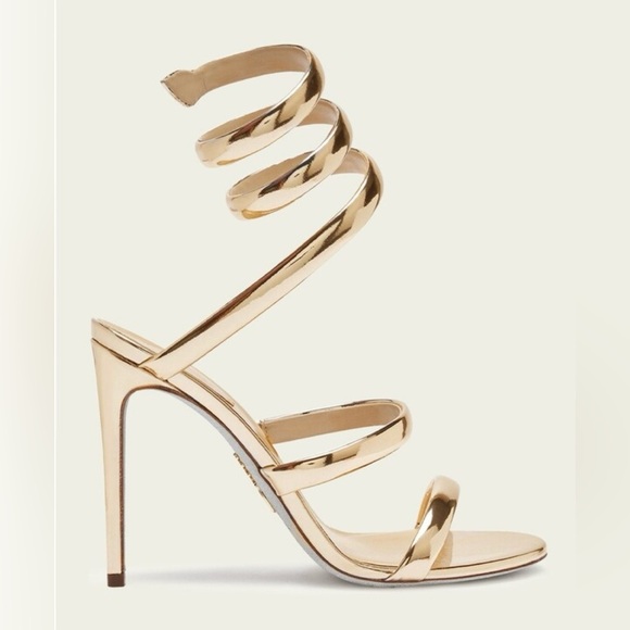 Rene Caovilla | Shoes | Rene Caovilla Gold Cleopatra Stiletto Heels ...
